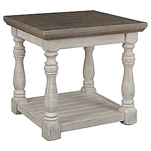 Signature Design by Ashley Havalance Farmhouse Lift Top Coffee Table, Gray & White with Weathered Finish & Havalance Farmhouse Square End Table