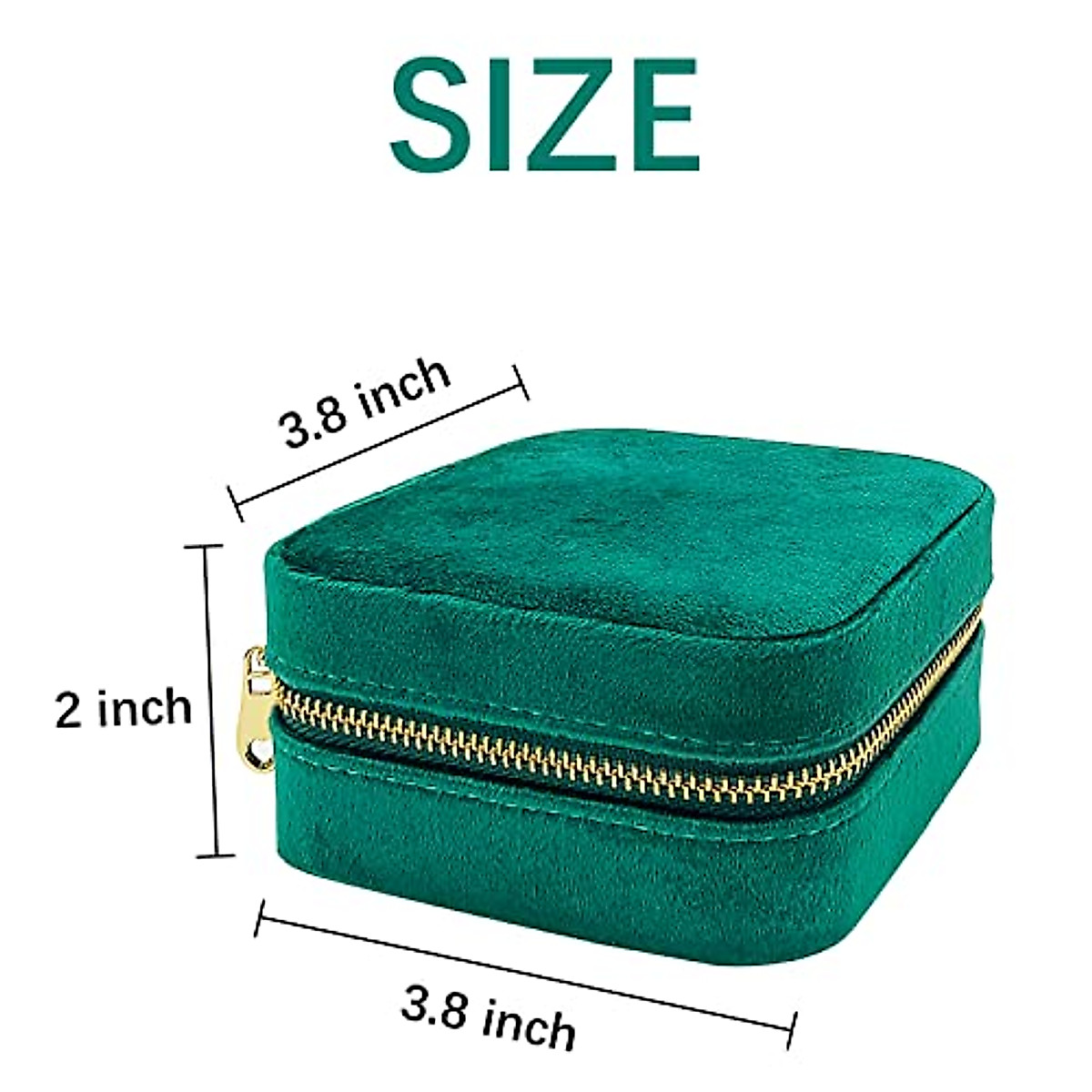 Soddeph Velvet Jewelry Box with Mirror,Mini Travel Jewelry Case, Plush Jewelry Travel Case, Small Portable Travel Jewelry Organizer, Gift for Women Girls (Emerald)