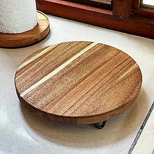 WILDMOS Decorative Round Wood Riser for Display,Pedestal Tray for Home or Kitchen and Bathroom Countertop Organizer,Farmhouse Kitchen Counter Decor Tray. (10-inch)