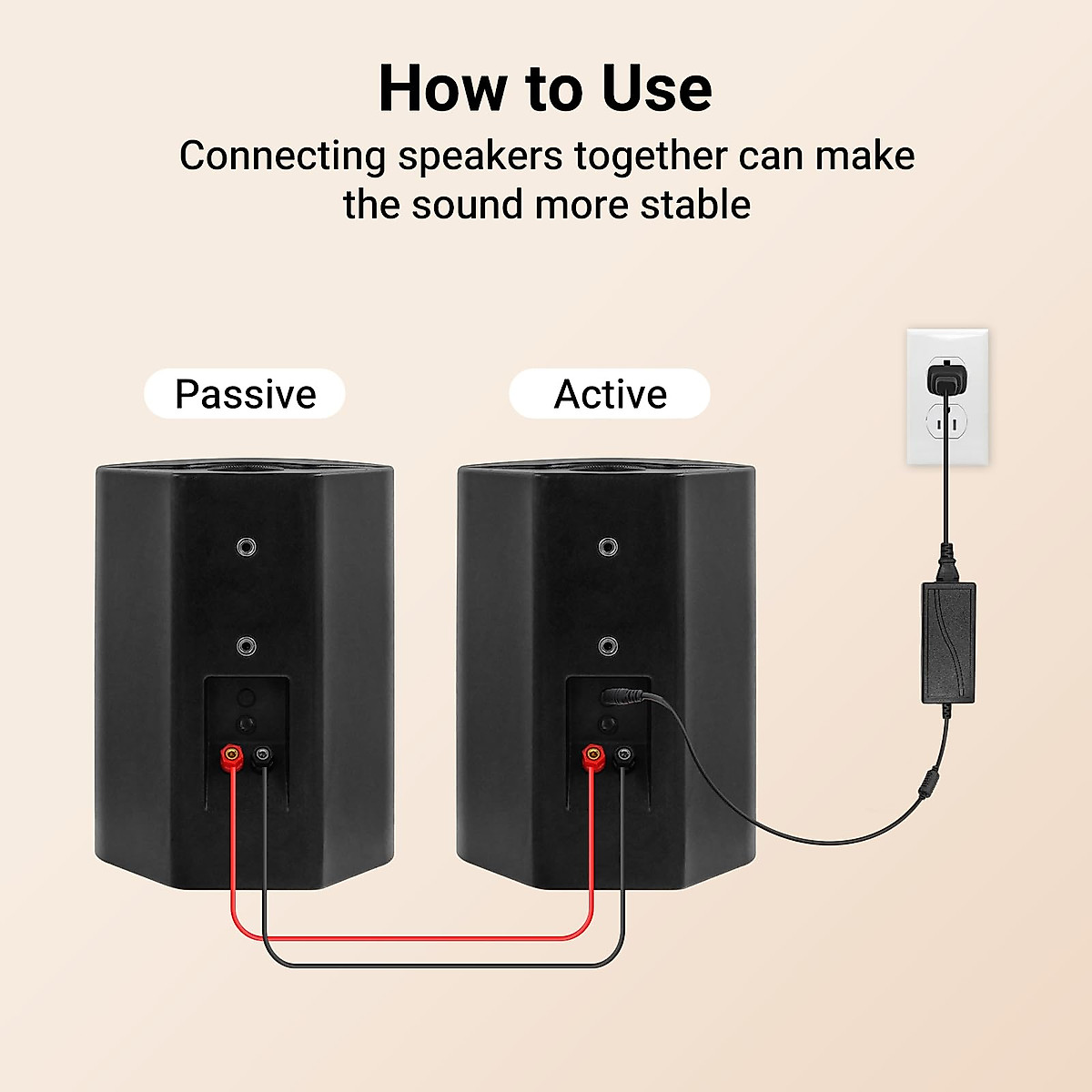 STUDIOFINIX 6.5 Inches Indoor Outdoor Bluetooth Speakers Waterproof Wired Wall Mount Active Speakers 400 Watt for Patio Garage,Deck,Backyard (Black)