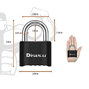 Disecu 4 Digit Heavy Duty Combination Lock Outdoor Waterproof Padlock 1.3 Inch Shackle for Gate, Fence, Gym Locker, Sports Locker (Black)