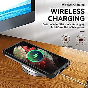 THMEIRA Samsung Galaxy S21 FE 5G Case with Camera Slide Cover Tempered Glass Screen Protector, Military Grade Armor Protective Case for Samsung S21 FE 6.4 inch, [Not fit S21] Black