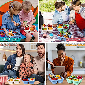 KTKUDY 4 Pack Snack Containers with lunch Bag & Sauce Box - 4 Compartments Bento Snack Box - Reusable Meal Prep Lunch Container for Kids Adults - Divided Food Storage Containers for School Work Travel