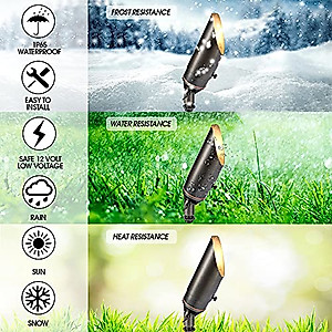 LED Spot Lights Outdoor Landscape Lighting 106 - Solid Brass Spotlight LED Yard Lights Security Landscape Lights for Beautiful Bright Long Lasting Home Garden Patio Pool Area Deck Lighting (No Bulb)