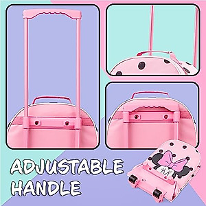 Disney Stitch Kids Suitcase for Girls Foldable Trolley Hand Luggage Bag Carry On Minnie Mouse Travel Bag with Wheels Cabin Bag Wheeled Bag with Handle Frozen Trolley Suitcase Girls (Pink Minnie)