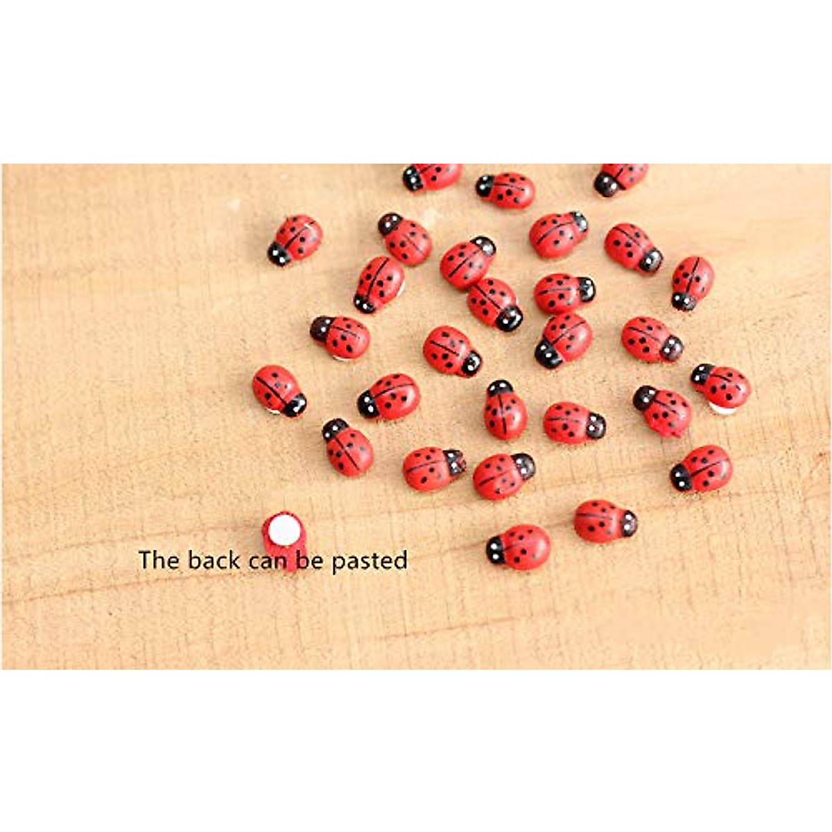 100 pcs Wooden Ladybug Garden Stones - Decorative Outdoor Ornaments - Garden Decoration for Vegatable and Flower Beds