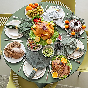 YIDAKO 12 Pack Sage Green Plastic Tablecloths Round Light Green Tablecloth Waterproof Disposable Round Sage Table Cover for Birthday Bridal Wedding Baby Shower Party Decorations,84Inch