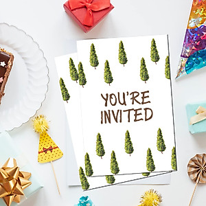 Soiceu Cute Camping One Happy Camper 1st Birthday Party Invitations with Envelopes Set of 20 Woodland Camp 1 Year Old First Birthday Party Invites