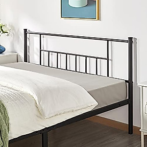 Yaheetech 13 inch Queen Size Metal Bed Frame with Headboard and Footboard Platform Bed Frame with Storage No Box Spring Needed Mattress Foundation for Adults Black
