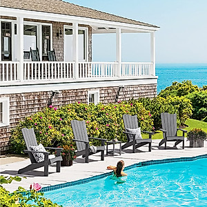 LUE BONA Wave Design Adirondack Chair Set of 2, Poly HDPS Adirondack Chairs, Modern Fire Pit Chairs Weather Resistant for Outdoor,Deck,Balcony,Garden, Backyard, Dark Brown