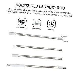 Cabilock 3pcs Clothing Shelf Cm Rod Utility Steel Outdoor Reacher Curtain Reach Retractable Hanger Pole Clo Stainless Adjustable Clothes Telescopic Wardrobe Poles Reaching with Long