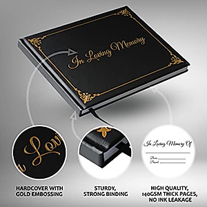 Elegant Funeral Guest Book for Memorial Service - Hardcover Memorial Guest Book for Funeral, Box, Pen & Sign - Memorial Service Guest Book Set of 4 - Memory Book for Celebration of Life Guest Book