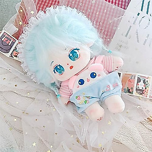 niannyyhouse 20cm Plush Doll Clothes T-Shirt Overalls Loose Strap Pants 8in Soft Stuffed Plush Toy Dress Up (A-1)