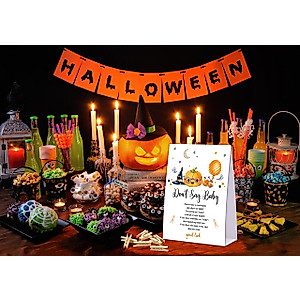 Don't Say Baby Clothespin Game, Halloween Baby Shower Game, One 5x7 Sign and 50 Mini Natural Clothespins, Gender Neutral, A Little Boo Baby Shower Decoration - MJZ57