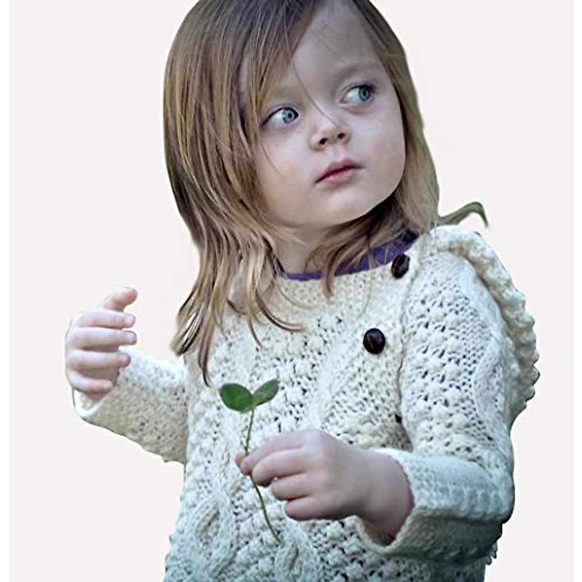 Carraig Donn 100% Merino Wool Baby Hoodie With Side Fastening Buttons Natural 12-18 months