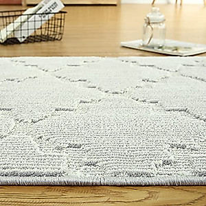 Zacoo Long Runner Rug 2'x8' Tufted Shag Hallway Rug Runner Boho Farmhouse Kitchen Mat Indoor Modern Bedside Runner Ultra Soft Non Slip Geometric Moroccan Rugs for Entryway Laundry Bathroom, Beige Grey