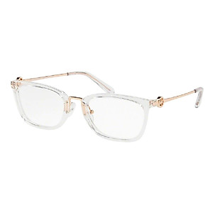 Michael Kors MK4054 CAPTIVA 3105 52M Crystal Clear Rectangular Eyeglasses For Women+ BUNDLE with Designer iWear Eyewear Kit Care Kit