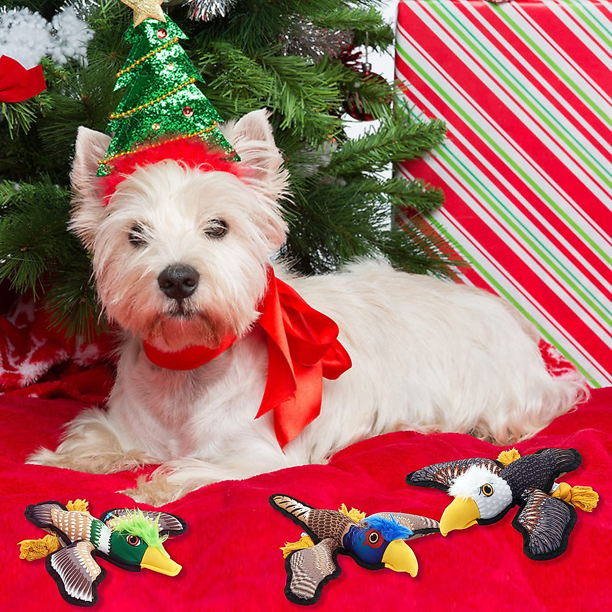 Yzmewael Dog Squeak Toys Stuffed Plush Dog Toys, Crinkle Pet Teething Chew Toys for Puppy, Small, Medium and Large Dogs