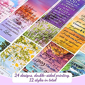 120 Pcs Bible Verse Inspirational Bookmarks Scripture Christian Motivational Bookmarks Encouragement Verse Page Marker with Colorful Ribbons Christmas Gifts for Women Men Church Office Supplies