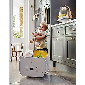 Tender Leaf Toys - Pull Along Bear Cart for Kids - Wooden Cart with Wheels for Moving Play Toys Books for Kids 3 Years+