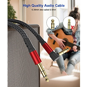 IALEGANT 1/4 Inch Cable TRS Guitar Cable 10 ft 2-Pack, Instrument Cable Guitar AMP Cord Straight to Right Angle 6.35mm Male to Male Stereo Audio Cable for Electric Guitar, Bass, Amplifier, etc.