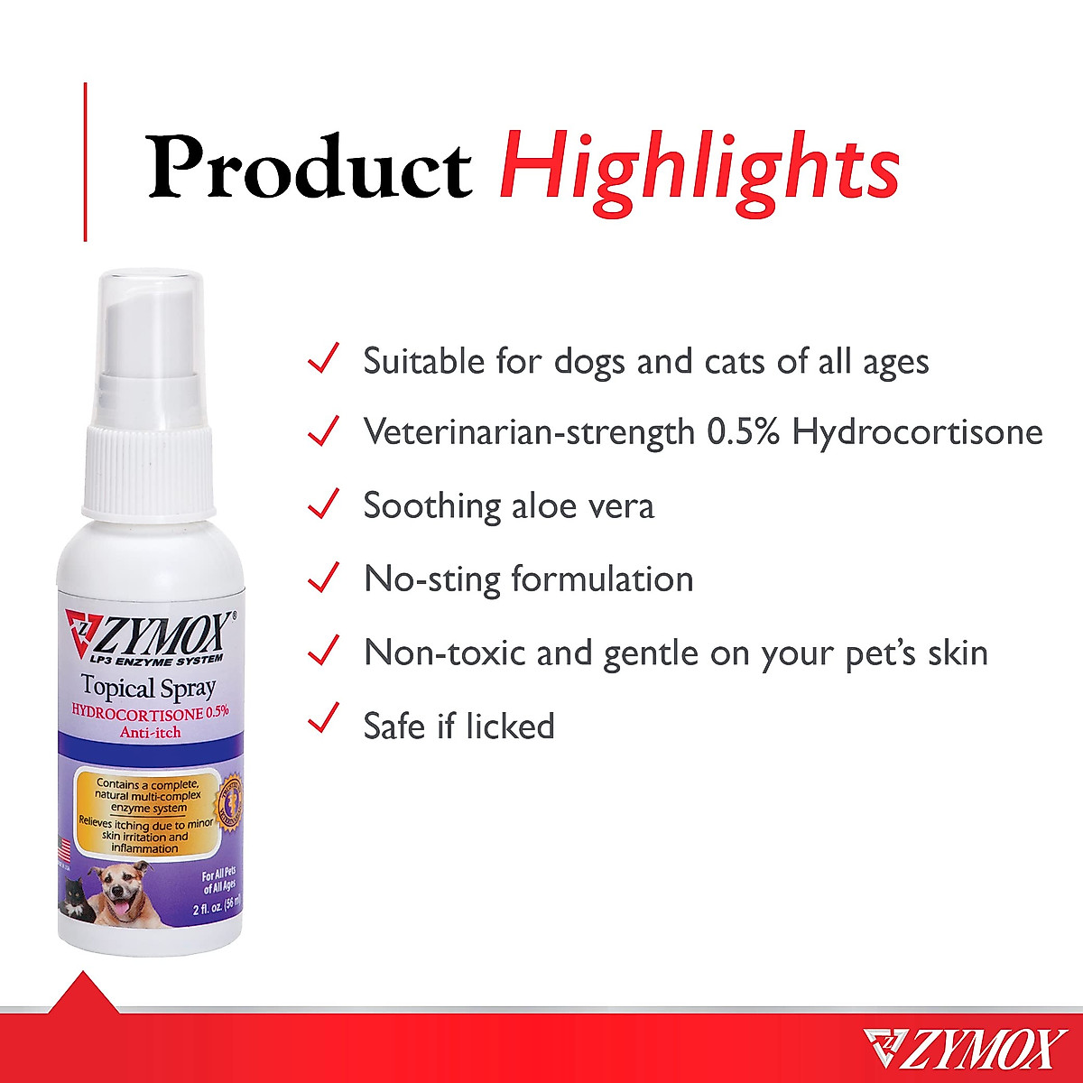 Zymox Topical Hot Spot Spray for Dogs and Cats with .5% Hydrocortisone, 2oz