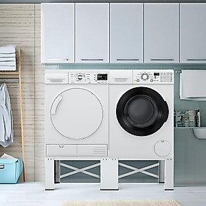 2 in 1 Washer Dryer Pedestals 29" - Laundry Pedestal for Washer and Dryer Stand, Steel Washing Machine Stand Raiser, Compatible with Most 4.8-5.3 cu. ft. Capacity Washer White