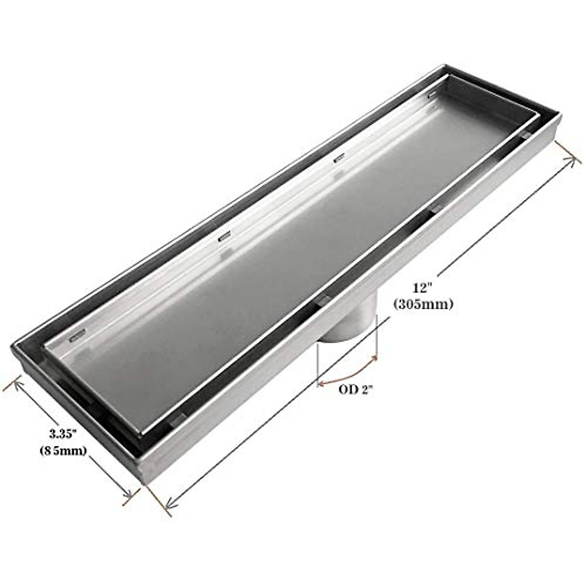 Neodrain 12-Inch Linear Shower Drain with 2-in-1 Flat & Tile Insert Cover, Brushed 304 Stainless Steel Rectangle Shower Floor Drain,Floor Shower Drain with Hair Strainer