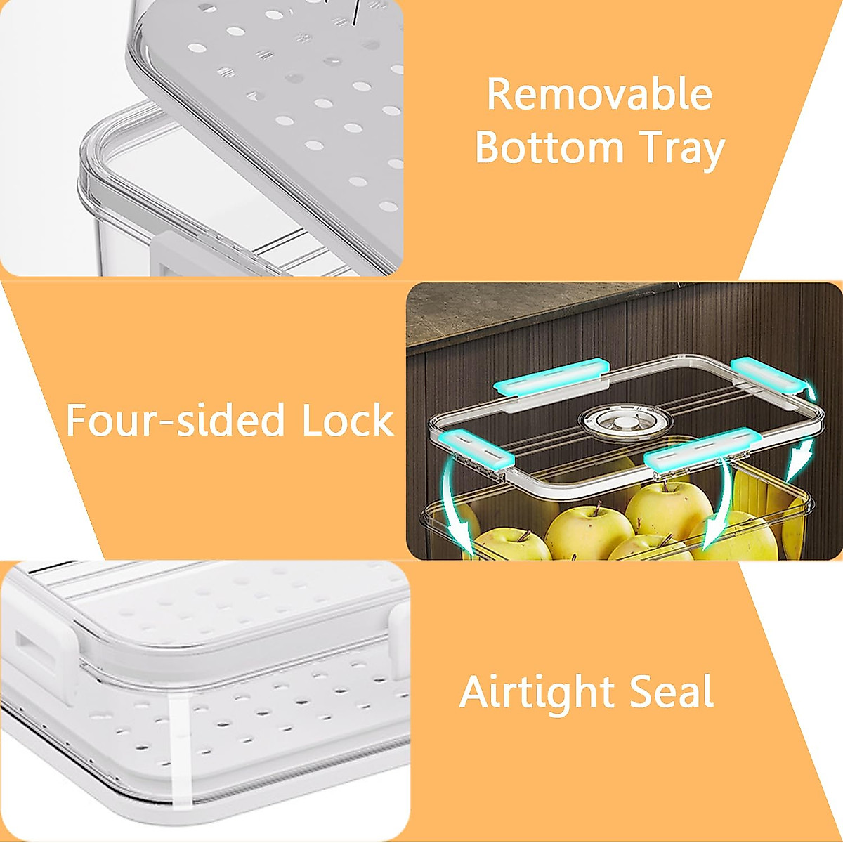 Vellsenne Bacon Container Airtight with Time Recording - Bacon Container Keeper Holder for Refrigerator Bacon Storage Container for Fridge Bacon Storage Box