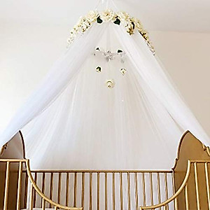 Bed Canopy for Girls, Princess Bed Canopy Mosquito Net with Detachable Rose Flower - Perfect for Bed, Dressing Room, Out Door Events,Woodland Nursery Decor