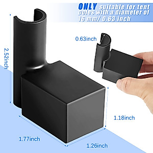 4 Pack Black Grow Tent Fan Accessories Mount Silicone Pole Mount for Clip on Fans Oscillating Clip Fan Oscillating Fan for Grow Tents Grow Tent Corner Shelf for Pole Fly Strips Lights Tent Poles