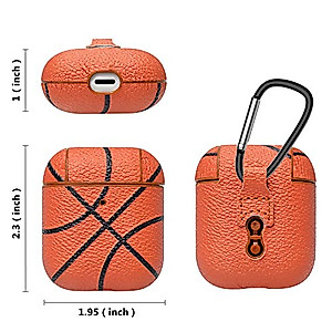 Tiflook AirPods Case, Cool Design AirPod Case with Keychain, [Front LED Visible] Premium PU Leather Full Body Shockproof Air Pod Protective Case Cover Skin Compatible with AirPod 2 and 1, Basketball