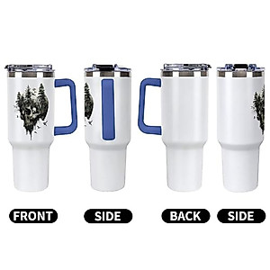 Funny Gothic Skull Insulated Tumbler with Lid And Straw Stainless Steel Travel Coffee Mug 40oz Deep Blue-style