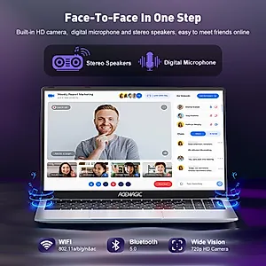 ACEMAGIC Laptop 16GB DDR4 512GB SSD, 12th Gen Alder Lake N95(4C/4T 3.4GHz) Laptop Computer with Light Metal Design, 15.6inch FHD Display, 2.4G/5G WiFi, BT5.0, Webcam, Type_C, USB3.2, Ultra Slim