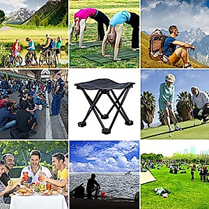 aingycy Folding Portable Camping Stool Mini Lightweight Sturdy Collapsible Chair for Camping, Fishing, Hiking, Fishing, Travel, Beach, Picnic with Portable Bag, Black