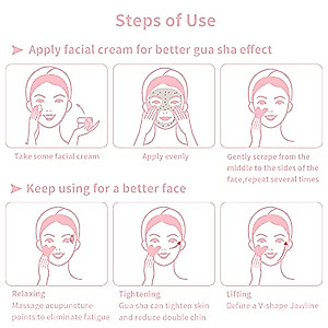 Contrybox Gua Sha Facial Tools, Rose Quartz Guasha Tool for Face & Eye Gua Sha Stone for Puffiness Reducing & Jawline Sculpting Face Stone Gua Sha Tools for Skin Care Woman GuaSha Stone Tool, Pink