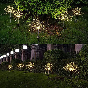Onlyliua Solar Decoration Lights, Garden Pile Lights, 90 LED Sparklers String Lights for Yard P𝚊thw𝚊y Decorations Valentines Day Decor(Shape Can Be Changed Manually)