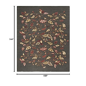 MARTHA STEWART x SAFAVIEH 9' x 12' Francesca Black MSR3611B Handmade Autumn Woods Wool & Viscose Area Rug