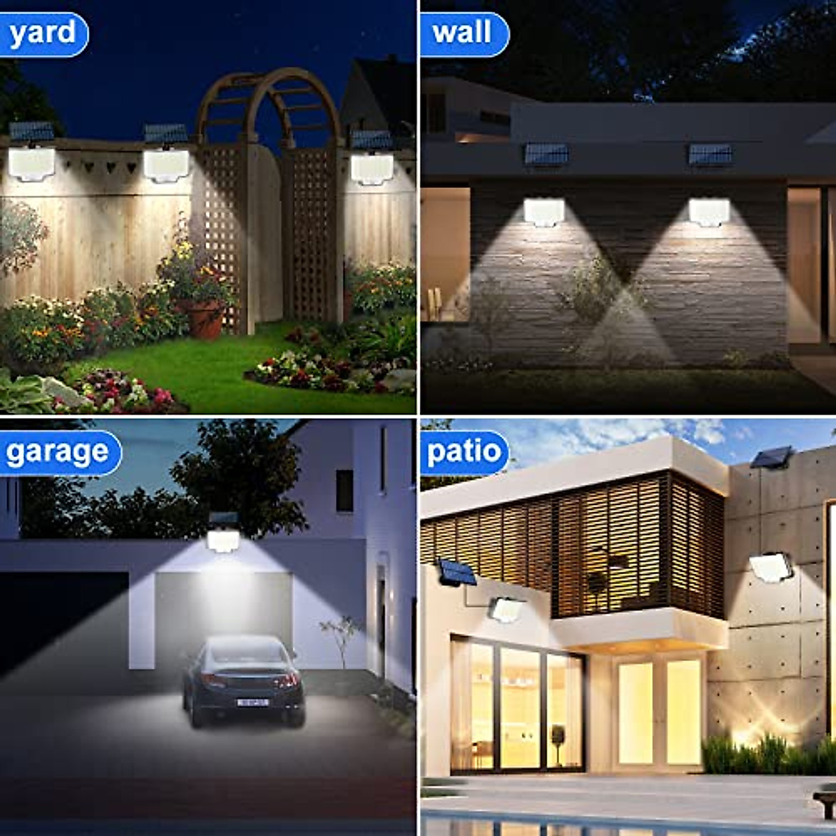 Solar Motion Lights Outdoor, [400 LED/2 Pack/3 Modes] Separate Panel Solar Powered Flood Security Lights with Remote, 16.4Ft Cable, IP65 Waterproof Wall Lights for Garden Garage Yard Backyard Patio