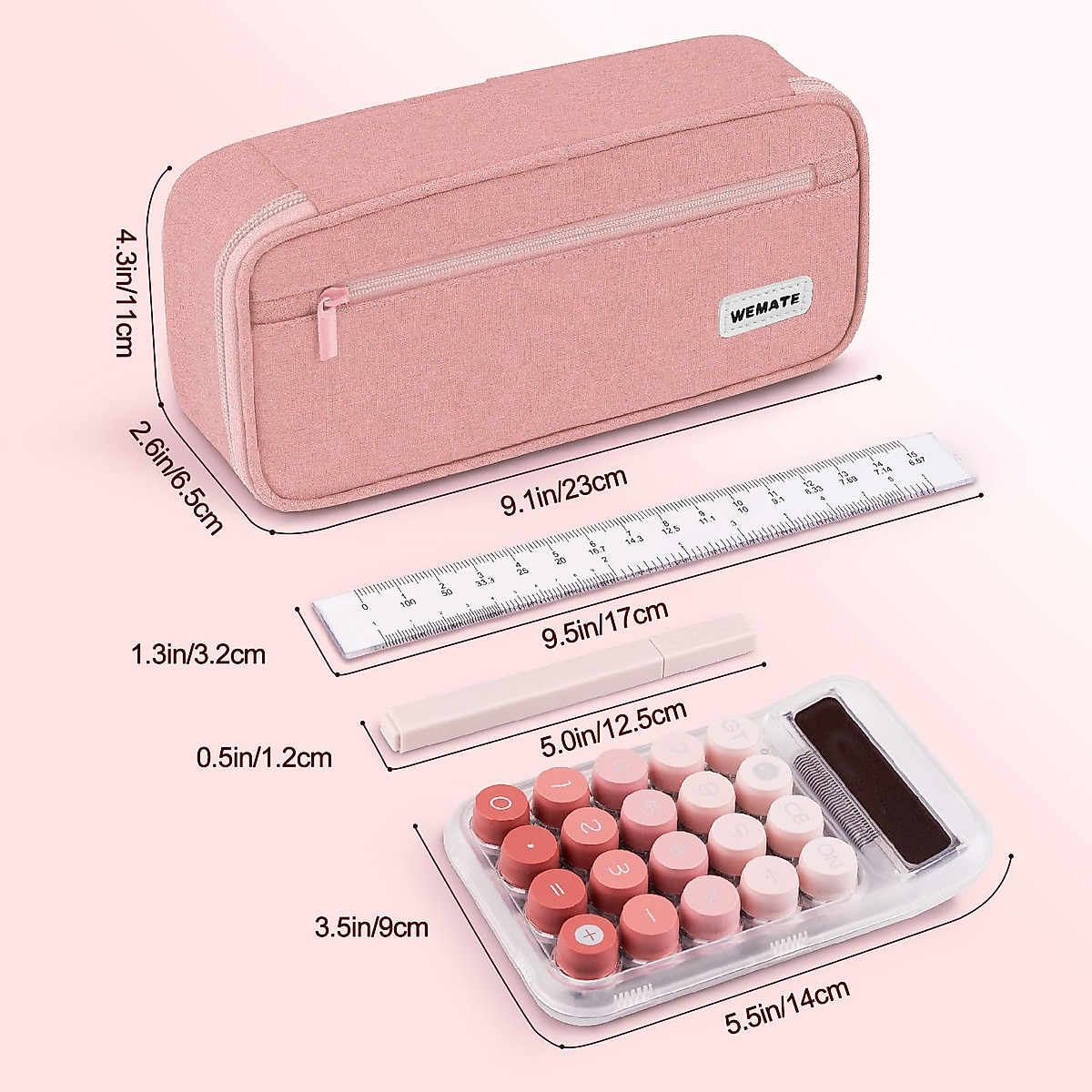 WEMATE Large Pencil Case Aesthetic,Big Capacity Canvas Pencil Pouch with Zipper, Pencil Case for Girls & Boys, Marker Pen Case,Portable Stationery Pencil Bag for School College Office