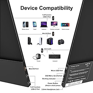 Newest Portable Monitor 16.1" 1920 FHD 2024 HDR 178° PC Screen,Second External Gaming Monitor FreeSync IPS USB-C HDMI Dual Speakers Smart Cover for | Laptop | PC | Phone | Mac | PS4/5 Switch