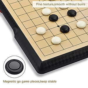 ColorGo 19x19 Go Board Game Set with Large Folding Travel Board (11.3-Inch) and Magnetic Plastic Stones Strategy Weiqi Games