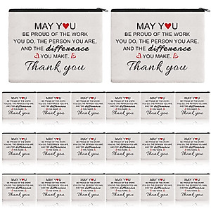Sabary 30 Pcs Inspirational Makeup Bag Cosmetic Bag Positive Affirmation Toiletry Bag Thank You Farewell Gifts for Women Employee Coworker Colleague Nurse Teacher Birthday Gifts(Appreciation)