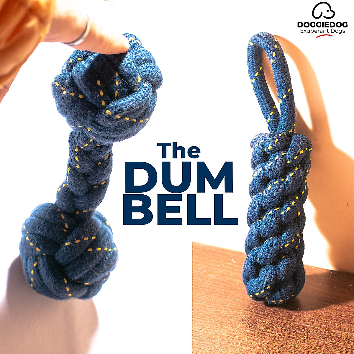 Dog Rope Chew Toy, 3 Pack, Contains 3.5 Knot Rope With Pulling Handle, Ball & Dumbbell Rope, Cotton Poly Mix Puppy Teething Chew Tug Toy for Small Medium Large Dogs, Tug of War Dog Toy, Dog Pull Toy