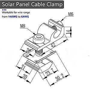 Dutiplus Solar Panel Grounding Lugs with Nuts and Bolts Solar Earthing Ground Clip Cable Clamp for RV, Boat, Roof, Wall and Other Off Gird Roof Installation(4pcs)