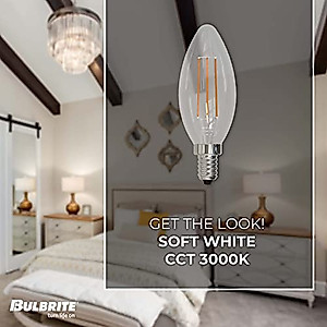 Bulbrite Pack of (4) 5 Watt Dimmable Clear Filament B11 Candelabra (E12) LED Bulb - 500 Lumens, 3000K, and 80 CRI