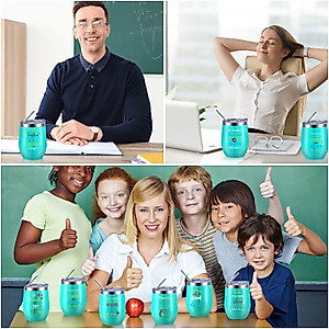 Hotop 9 Pcs Funny Teacher Appreciation Graduation Gifts Bulk for Teachers Men Women Coworkers Employees Staff Nurse Thank You Stainless Wine Tumblers(Christian)