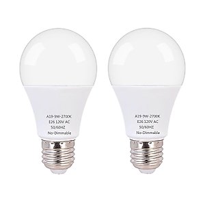 ZwwYvv LED Light Bulb 65 Watt Equivalent, A19 Energy Efficient 9W,880 Lumens, 2700K Soft White, Non-Dimmable, 30,000 Hour Lifetime,Frosted,2 Count (Pack of 1)