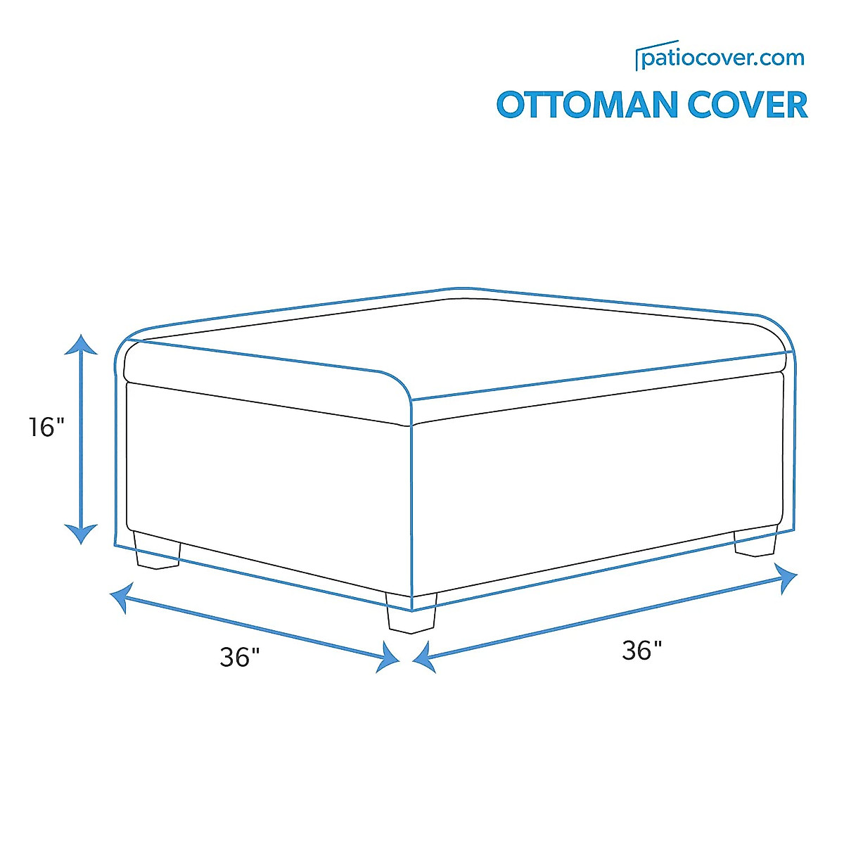 Extra Large Square Outdoor Side Table or Ottoman Cover - Outdoor Square Table Covers - Patio Ottoman Washable - Heavy Duty Furniture 36x36x16 Beige
