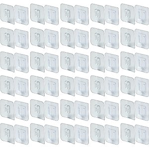 IFAMIO 30 Pack Double Sided Adhesive Wall Hooks Self-Adhesive Nail Free No Damage Multi-Purpose Hooks Clear Picture Hanging Sticky Wall Hooks for Bathroom Kitchen Office Hanging